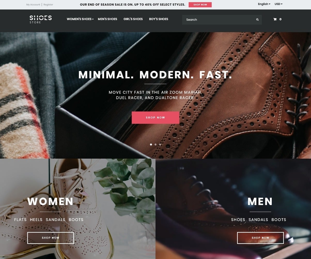 Shoe Store Responsive OpenCart Template #64640