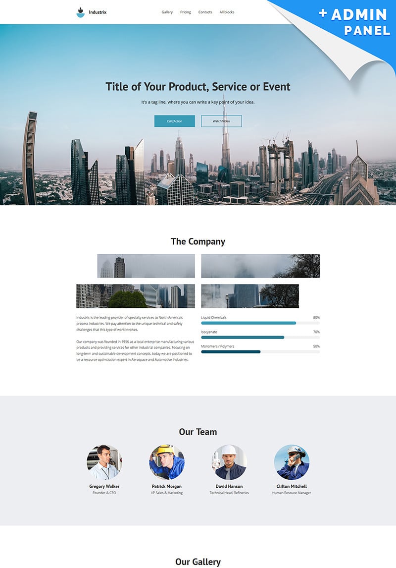 Industrix - MotoCMS 3 Landing Page Template #65027
