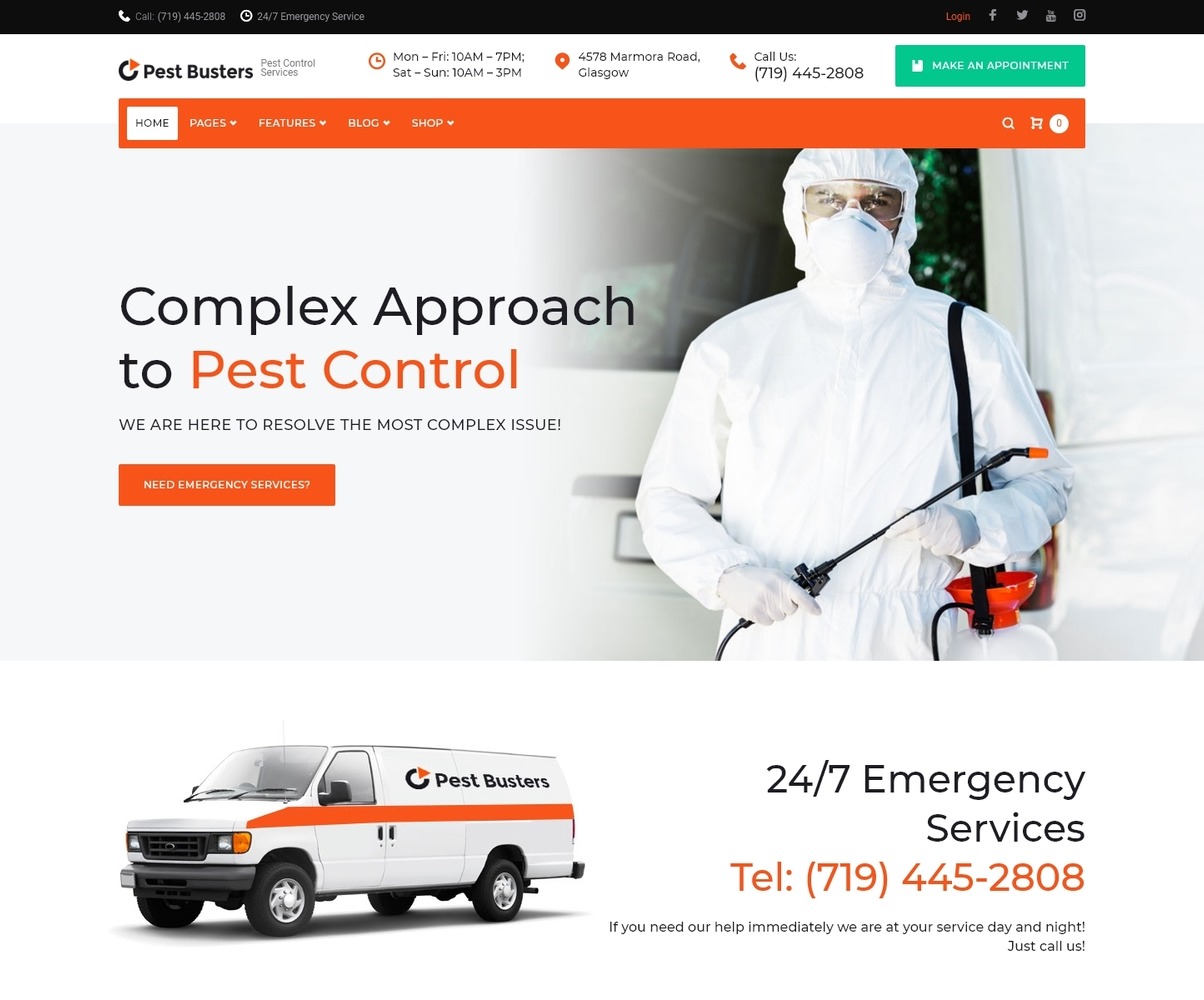 Pest Busters - Pest Control WordPress Theme #65455