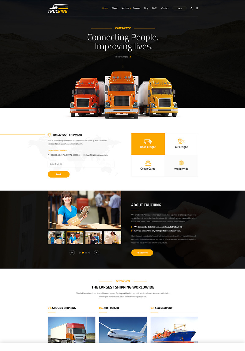 Trucking - Logistics and Transportation HTML Website Template #65432