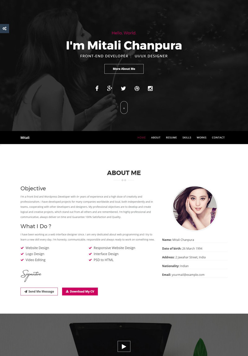 JaguarCV - Responsive Resume/CV Html Landing Page Template #65536