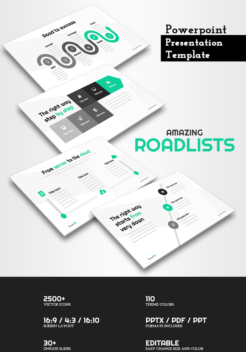 Amazing Road Lines - Presentation PowerPoint Template #65789