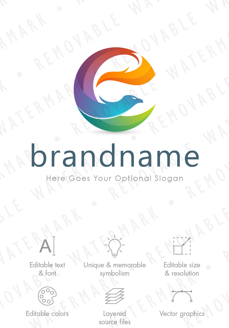 E Abstract Phoenix Logo Template #65809