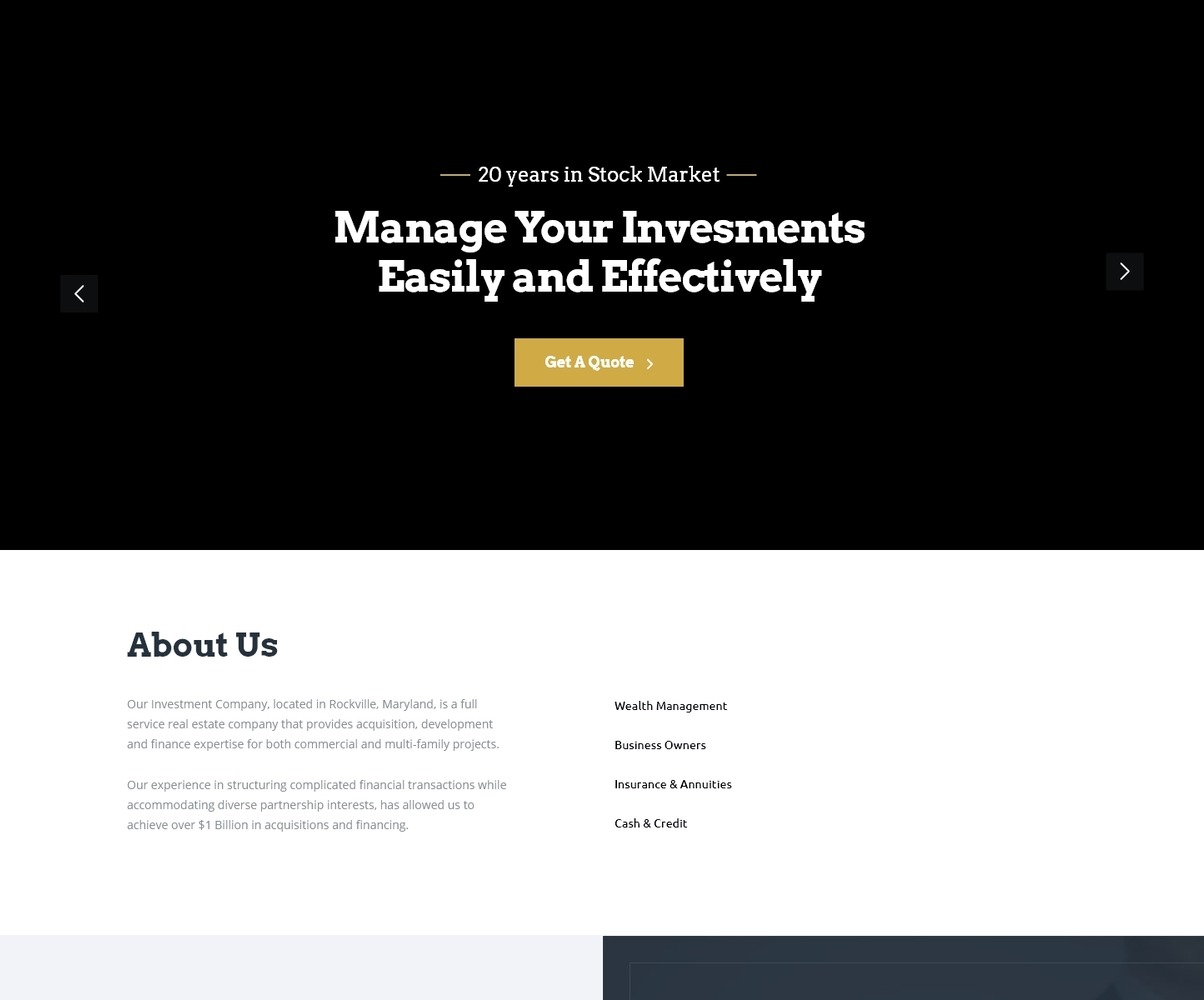 Investment Company HTML5 Landing Page Template