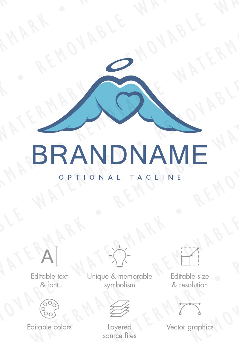 Angel Heart Logo Template #66189