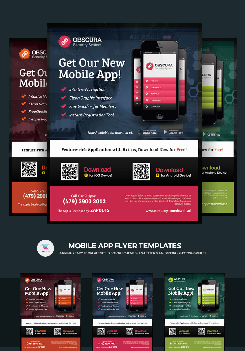 Mobile App Flyer PSD Template #66250 - TemplateMonster
