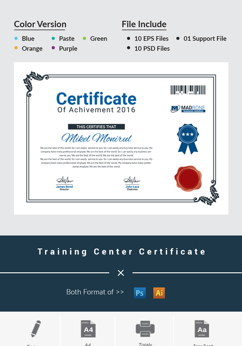 Training Center Certificate Template #66254