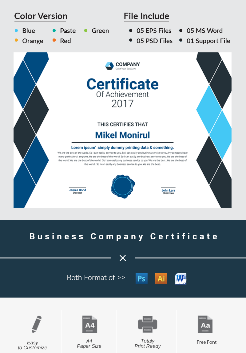 Business Company Certificate Template - TemplateMonster