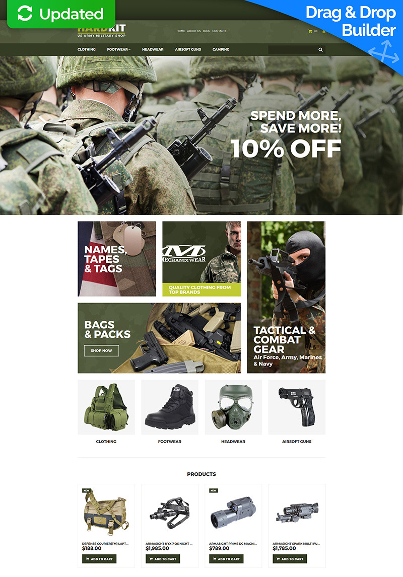HardKit - US Army Military Store MotoCMS Ecommerce Template #66562