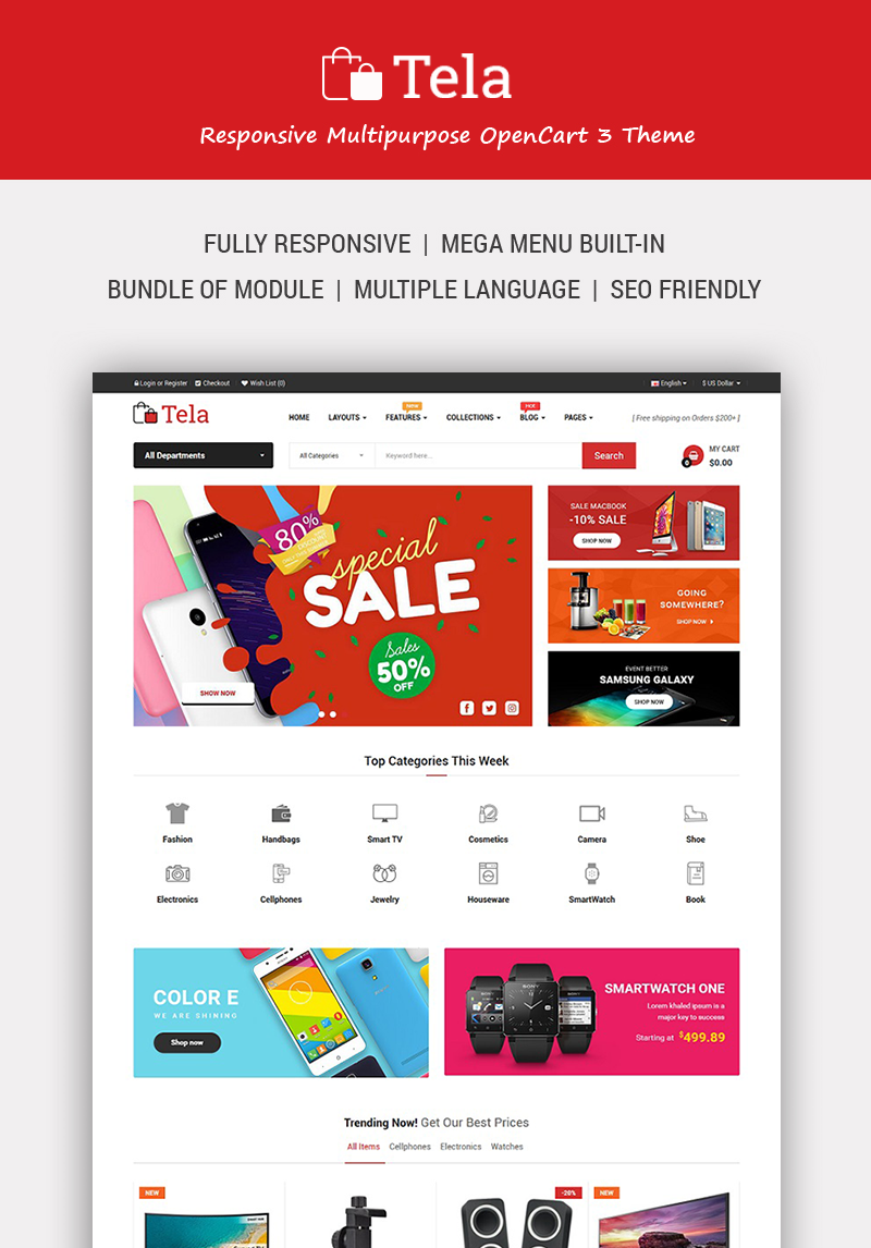 Tela - Multipurpose eCommerce OpenCart Template