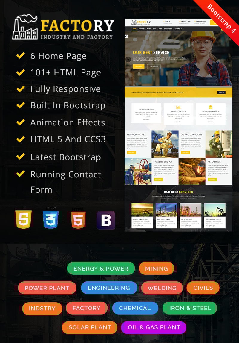 Factory : Factory & Industrial HTML Website Template #67854