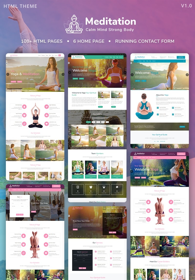 Meditation Yoga Fitness Meditation Mobile Responsive Bootstrap