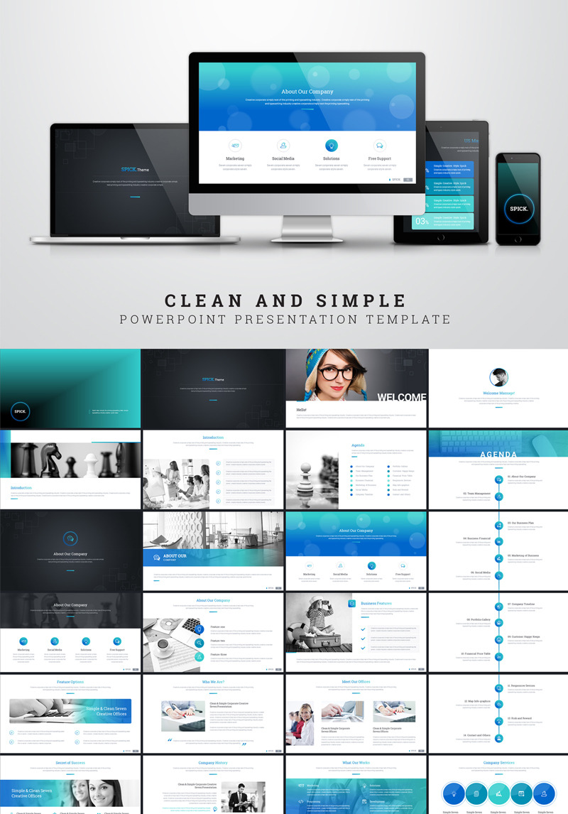 Clean and simple presentation special topic PowerPoint Template #68318