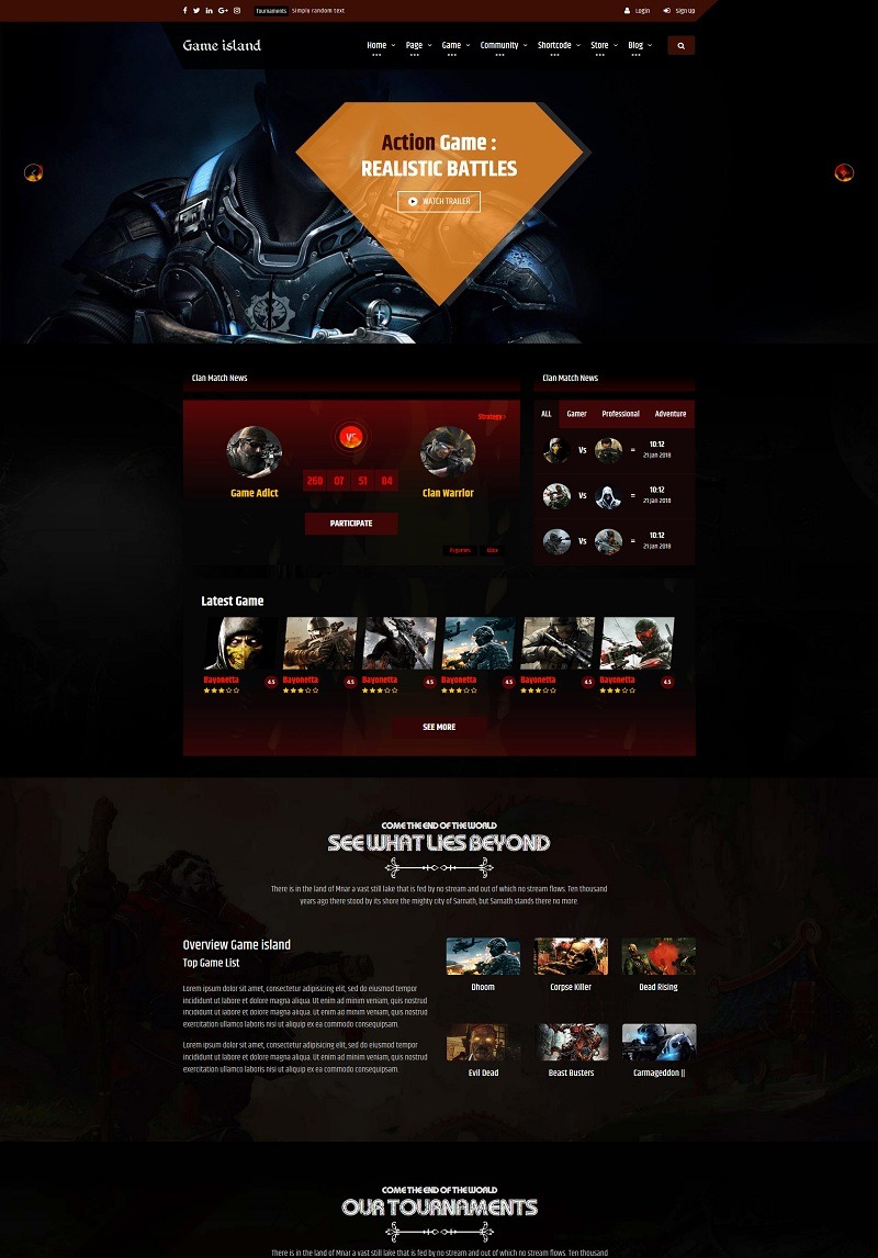 Game Island - Community Portal Gaming Multi Purposes Bootstrap Website ...