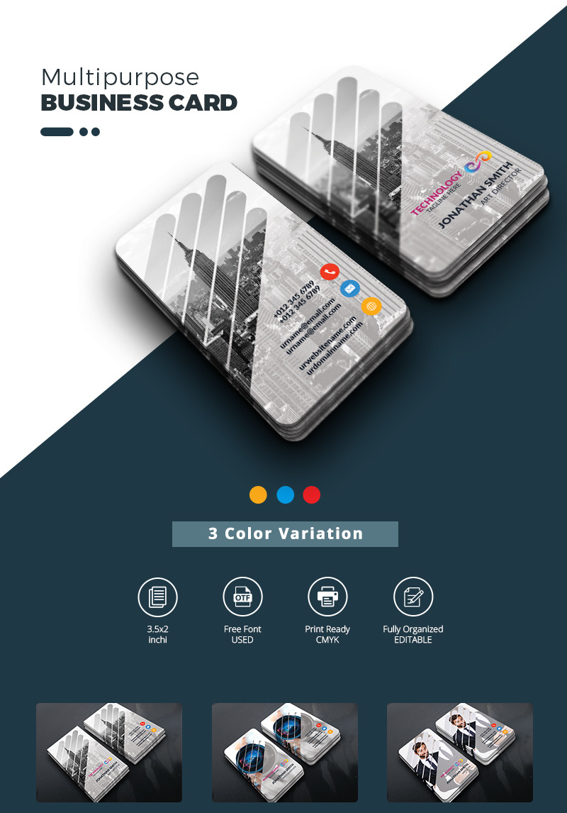 Multipurpose Business Card Corporate Identity Template #68645