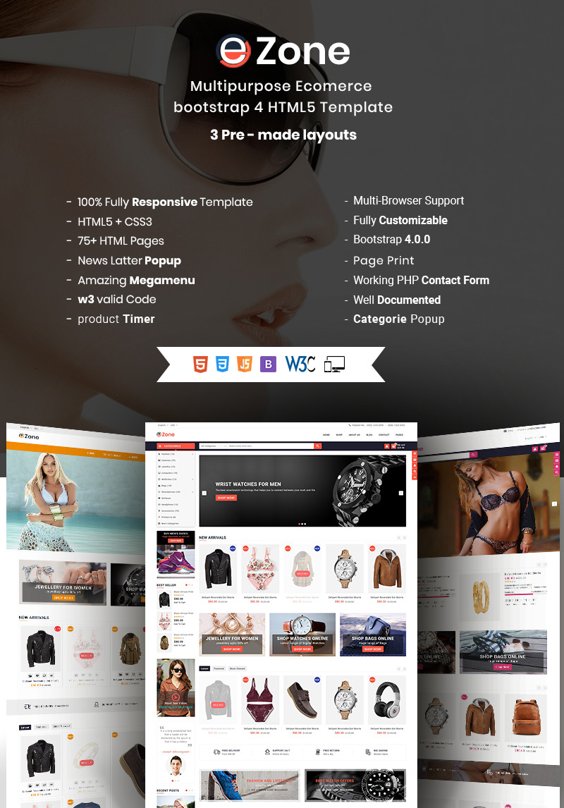 Ezone- Responsive Multipurpose E-Commerce Website Template #69595