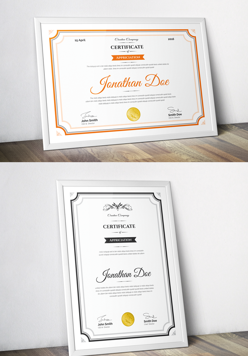 Jonathan Doe - Clean Certificate Template #69558