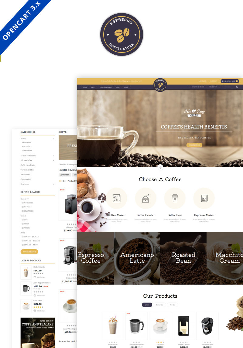 Expresso Coffee Responsive OpenCart Template #70479