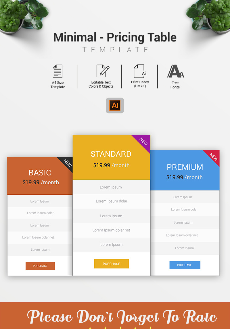 Minimal – Pricing Table Infographic Elements #70485
