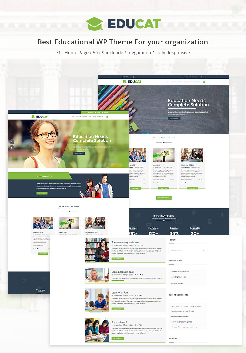 Educat - Education WordPress Theme Template WordPress №70629