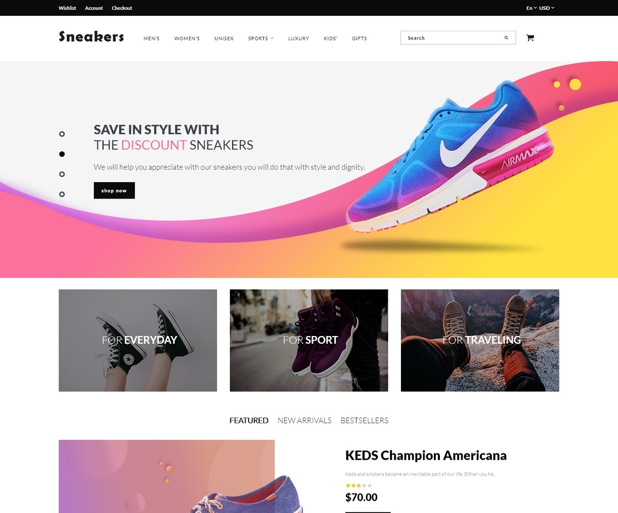 Sneakers Store OpenCart Template #70640