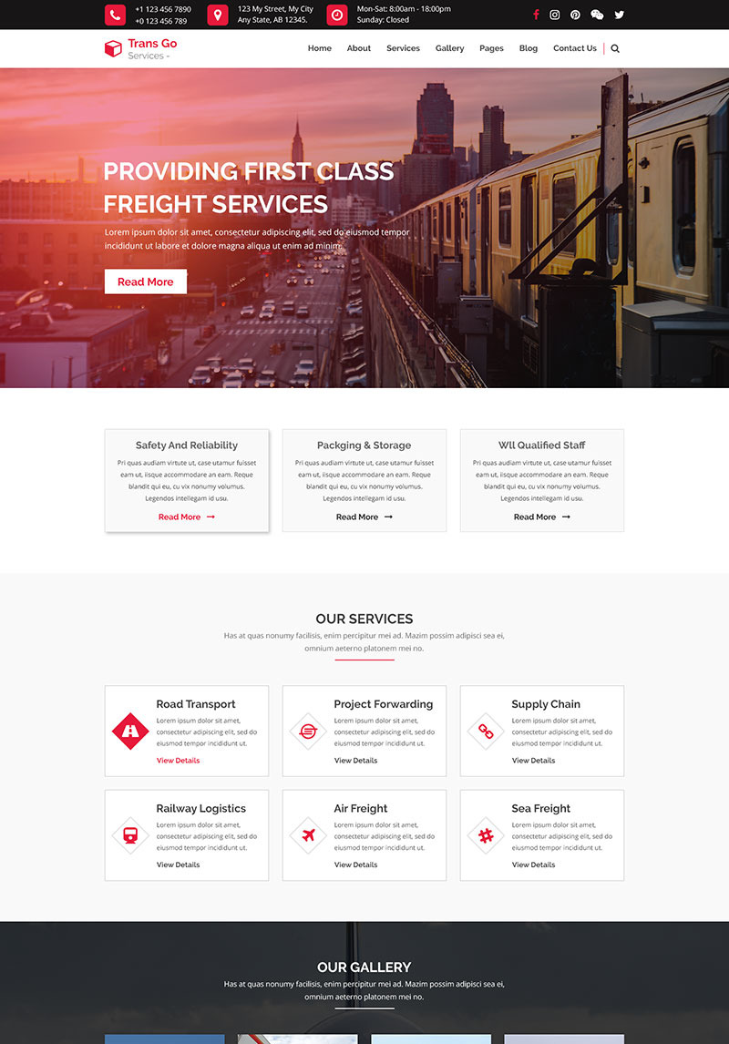Trans Go - Transportation and Logistics PSD Template #70842
