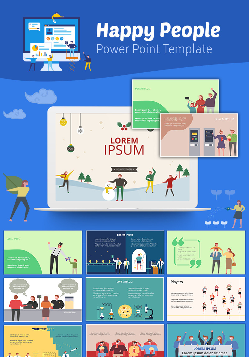 Happy People Infographic PowerPoint Template #70961