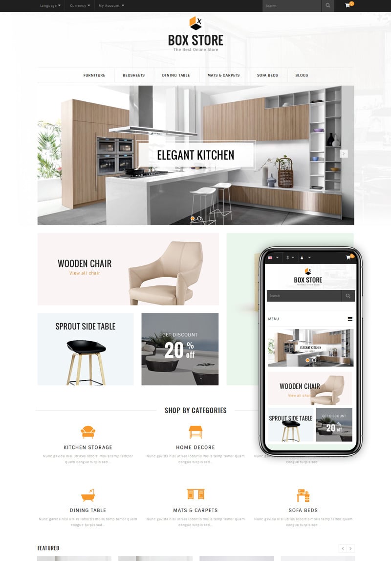Box Store - Furniture OpenCart Template #71083