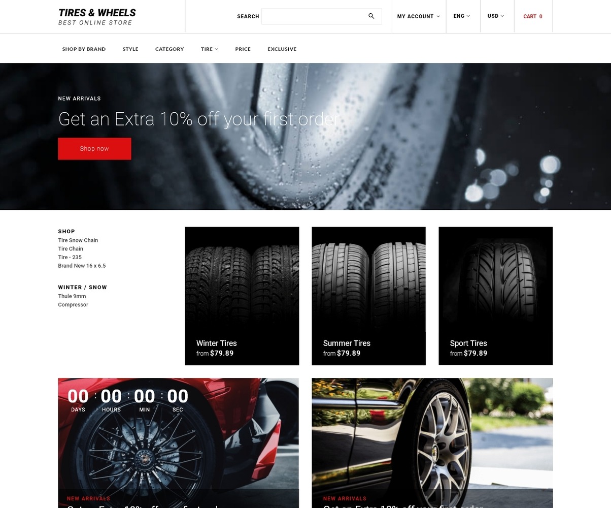 Tires & Wheels - Auto Parts Online Store OpenCart Template #71135