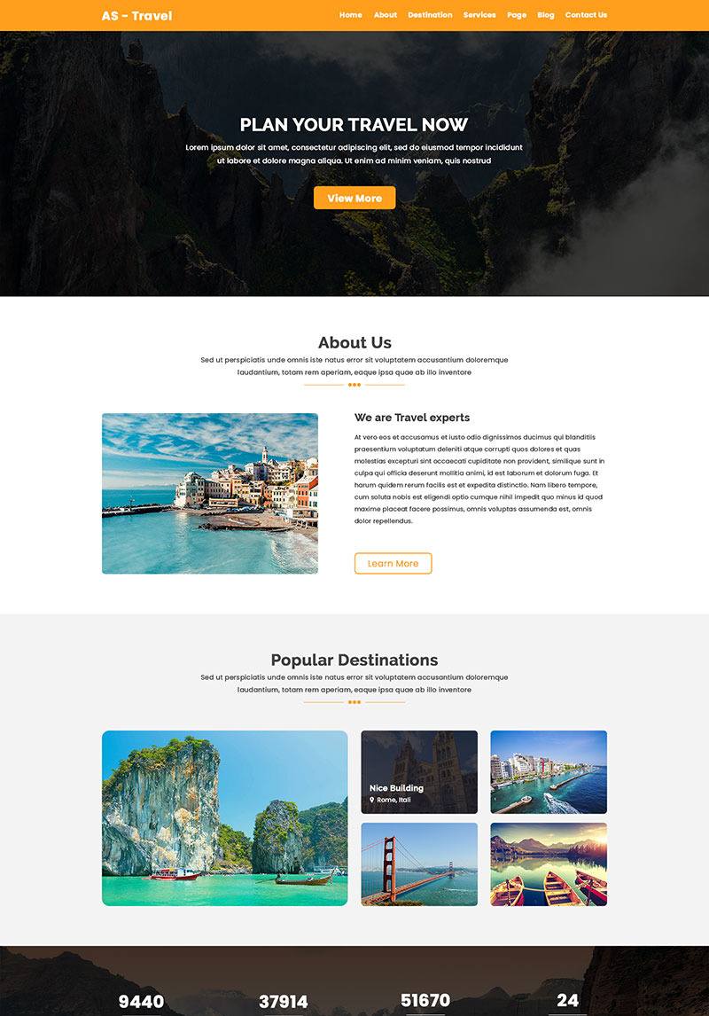 AS-TRAVEL - Tours and Travel PSD Template #71672