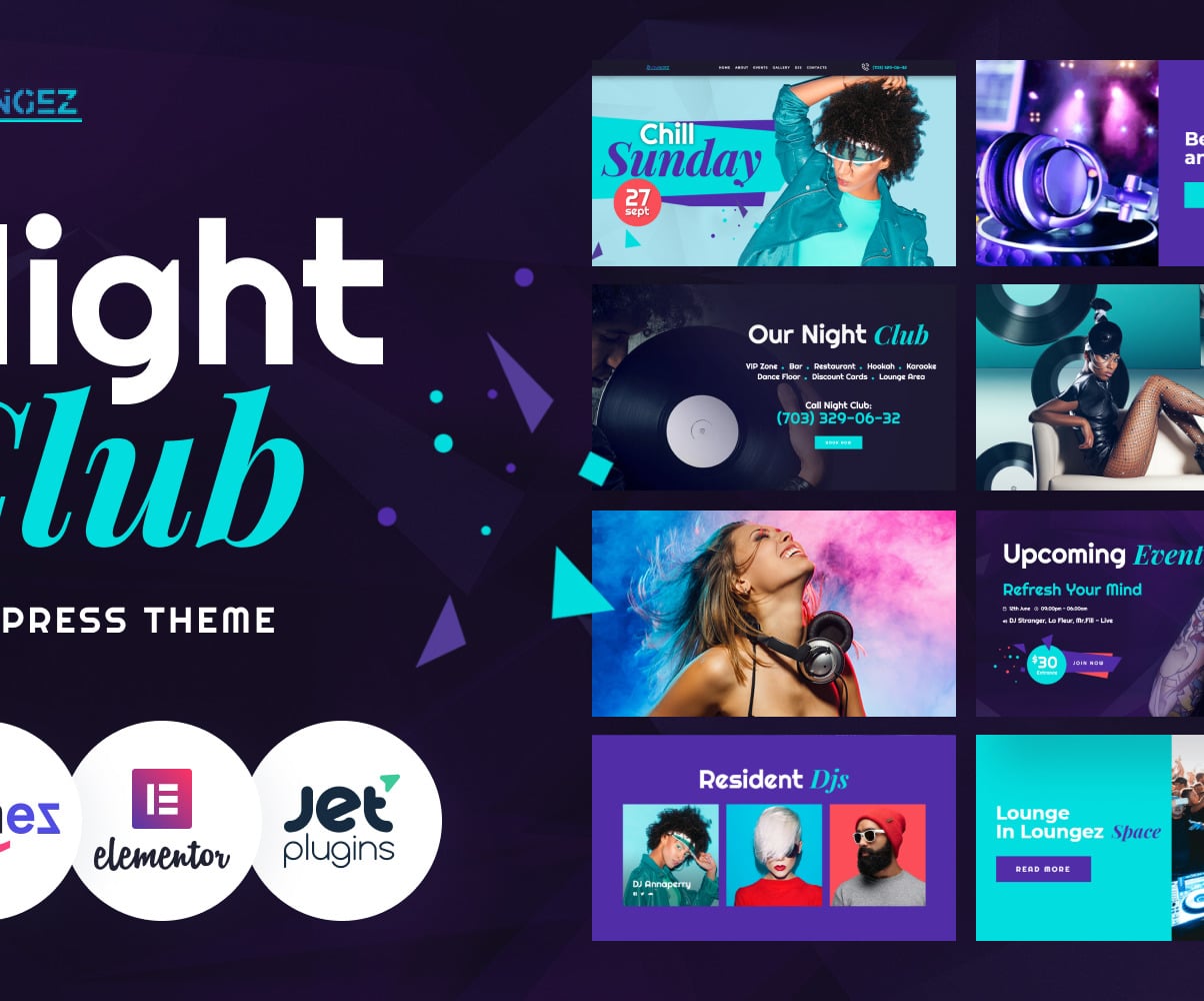 Loungez - Night Club Elementor WordPress Theme #71845
