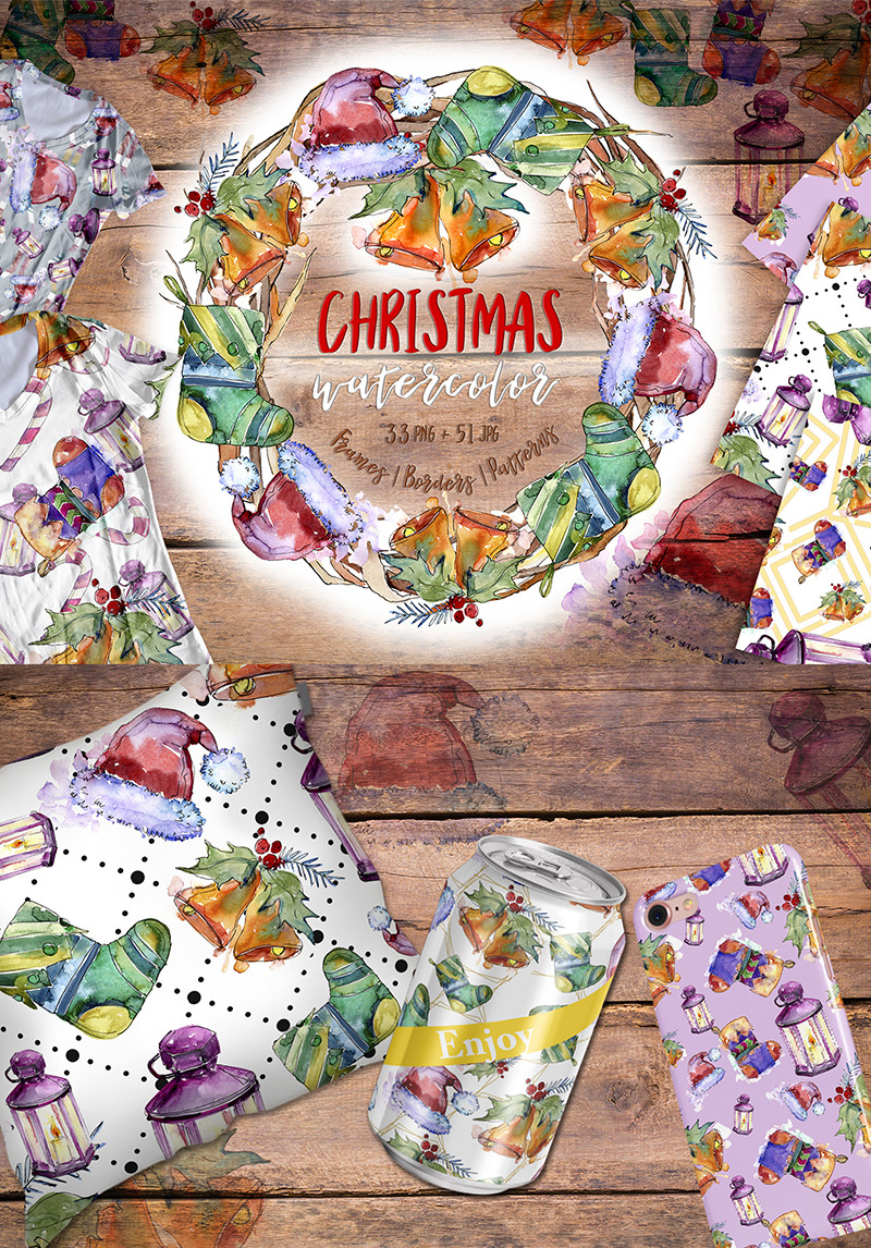 Amazing New Years Collection PNG Watercolor Set Illustration #73218