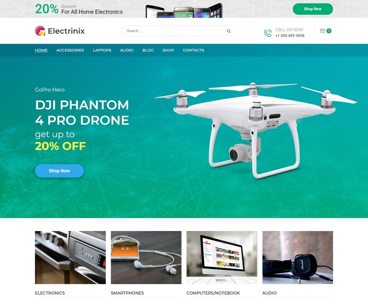 Electrinix - Electronics Shop Elementor WooCommerce Theme #73214