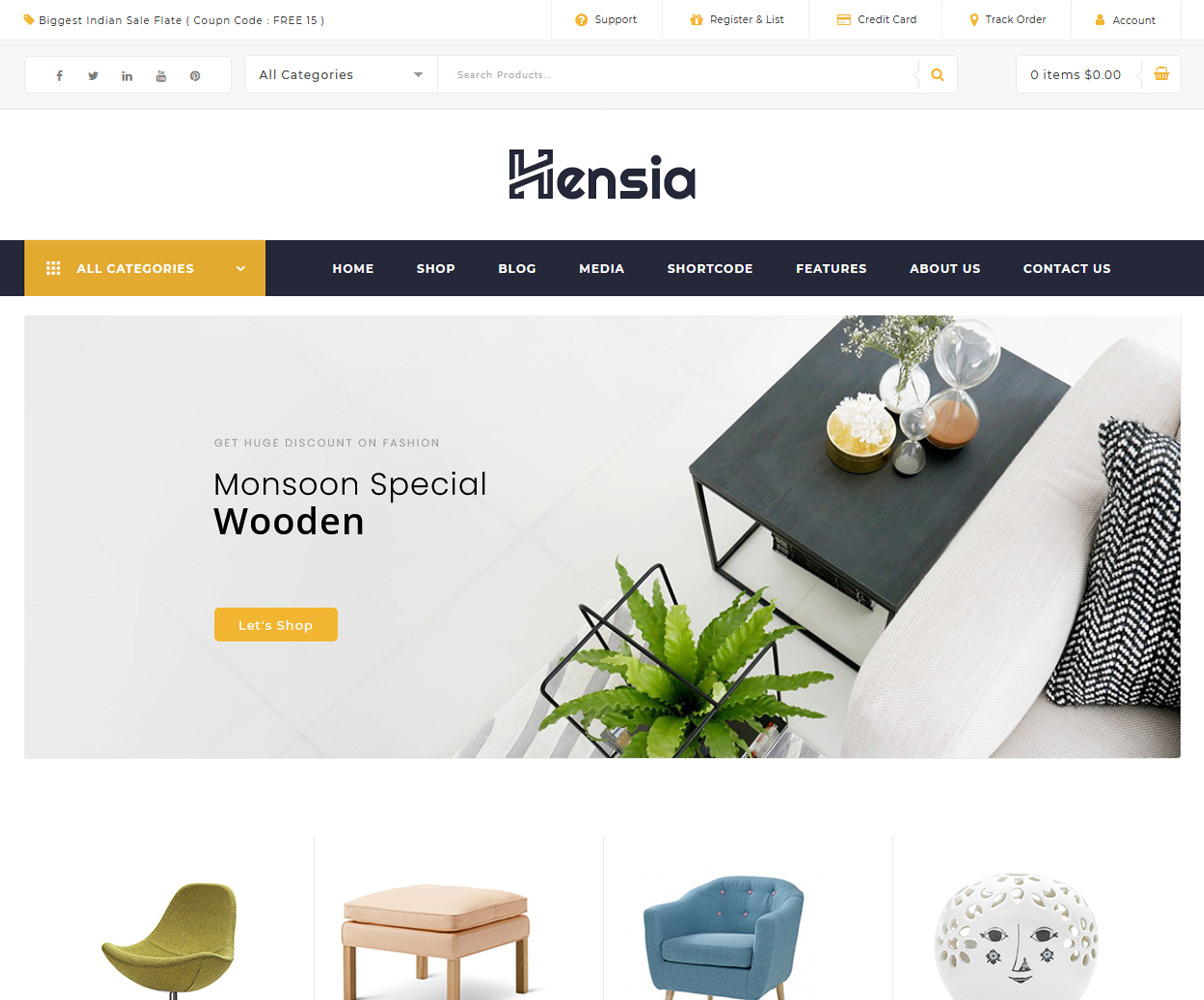 Hensia Furniture Woocommerce Theme Templatemonster