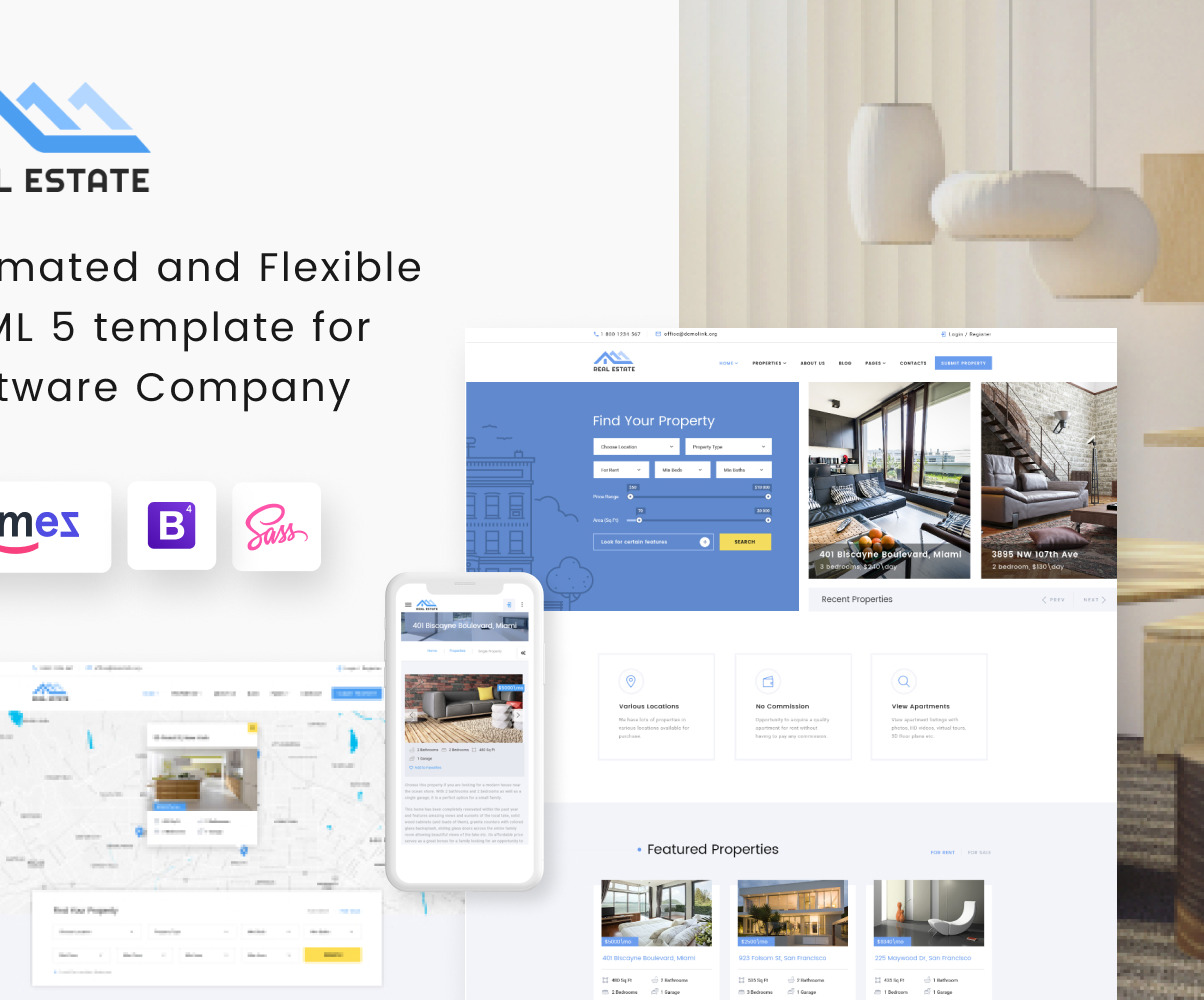 Residential Real Estate Website Template for Brokers - TemplateMonster