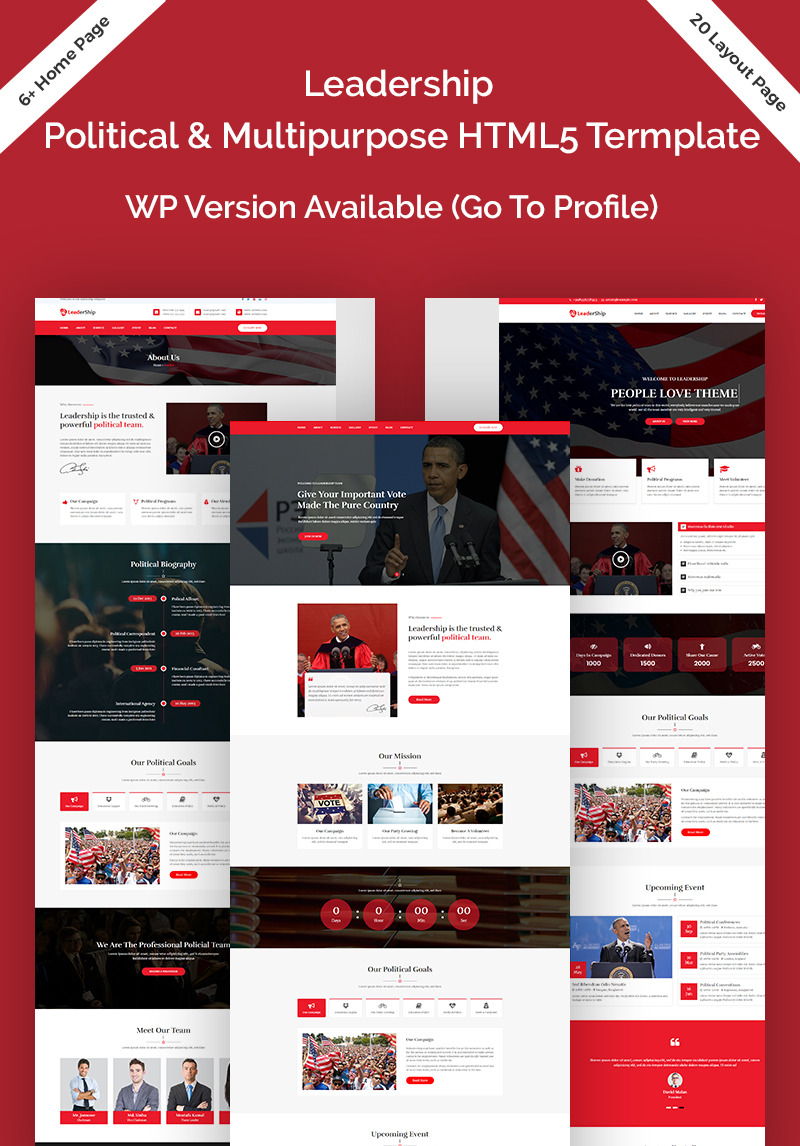 Leadership Political HTML5 Website Template #73549