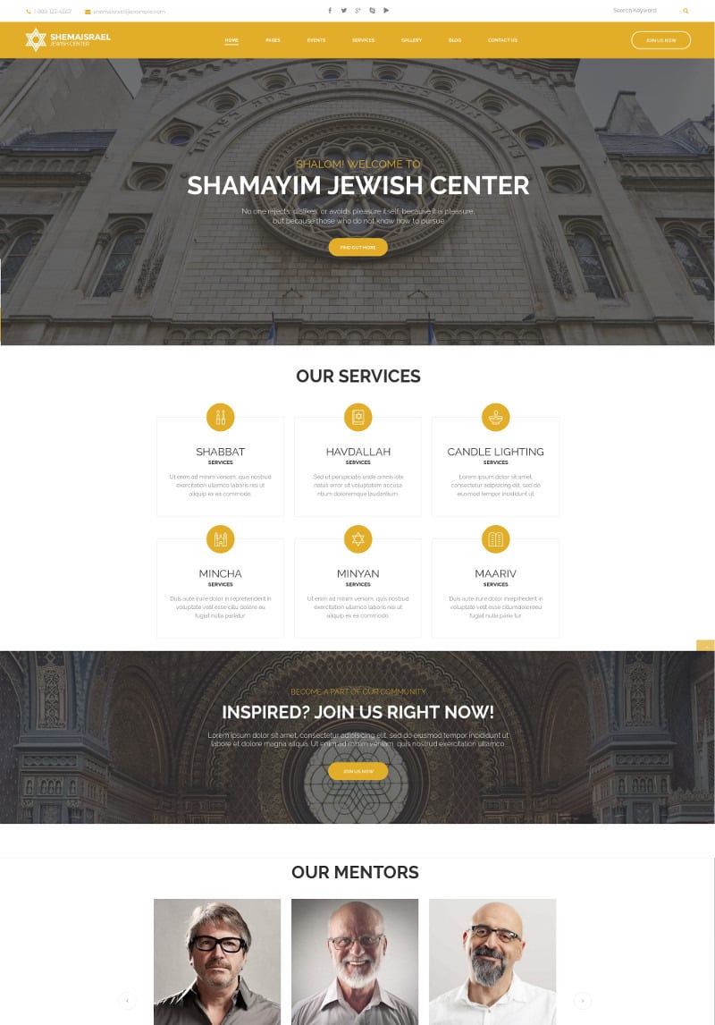 Shema Israel - Jewish Cultural and Religious Center WordPress Theme #73548