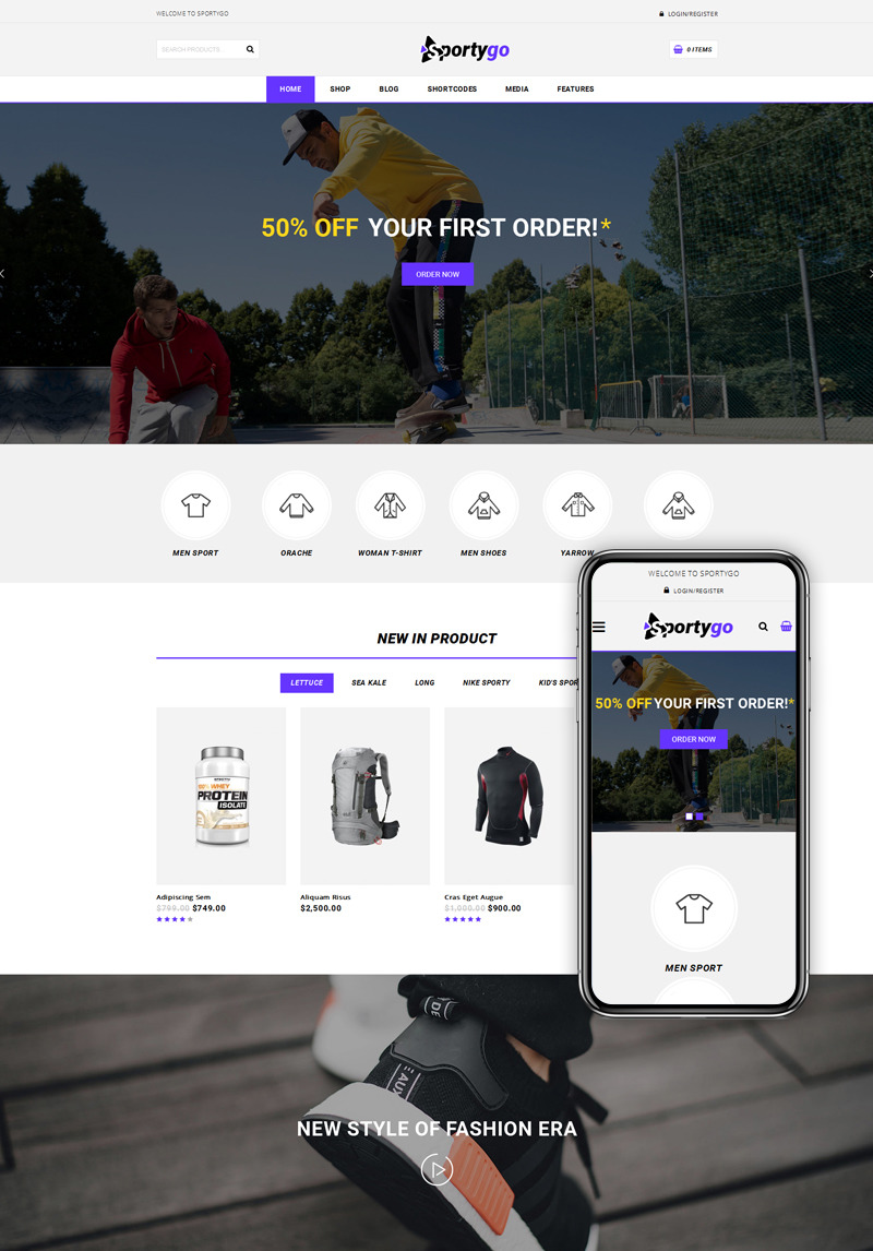 SportyGo - Sports Shop WooCommerce Theme #73612