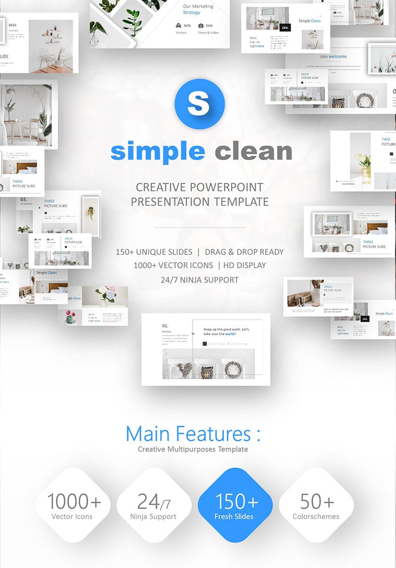 Simple Clean PowerPoint Template #74242