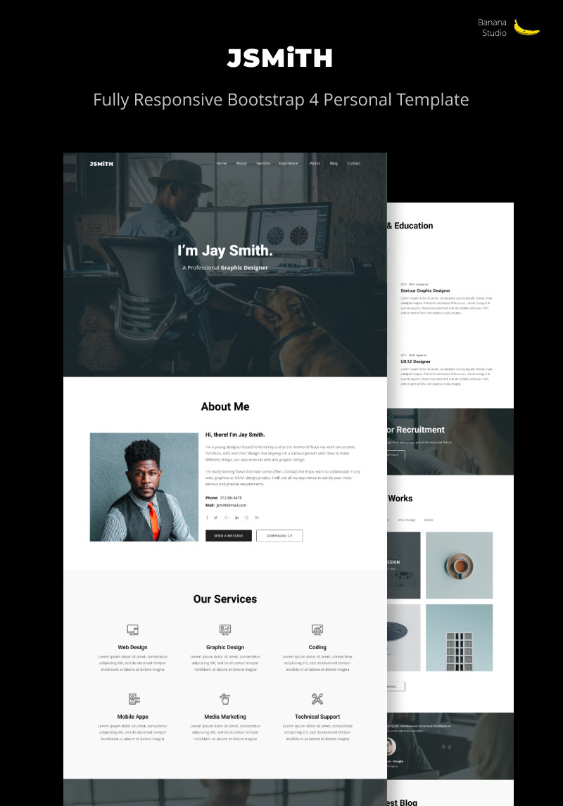 JSMiTH Fully Responsive Bootstrap 4 Personal Website Template