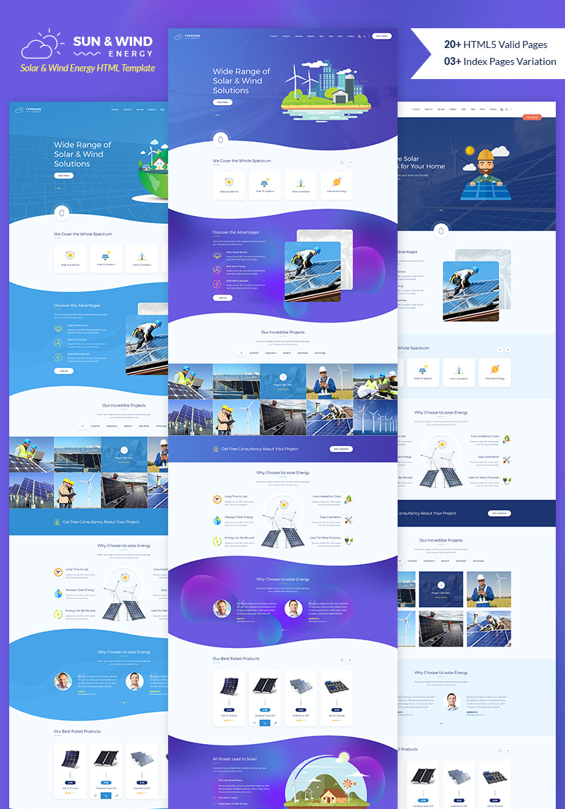 Sun and Wind Energy HTML Template Website Template #74625