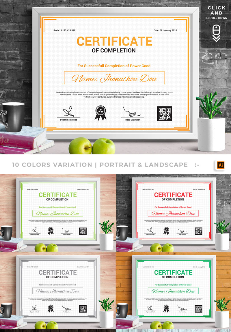 Corporate & Modern | Vol. 09 Certificate Template #74889