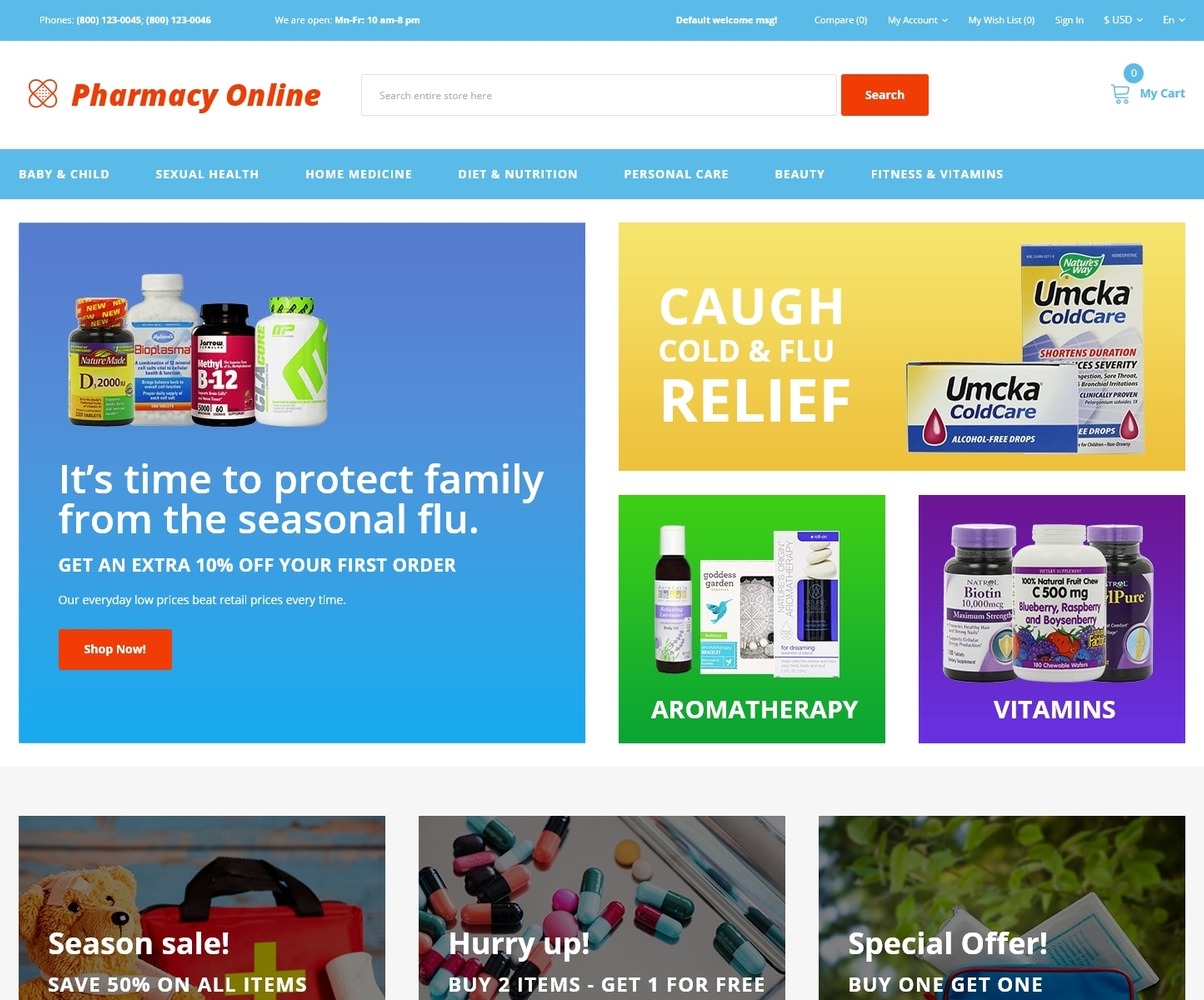 Pharmacy Online - Drug Store OpenCart Template #74836