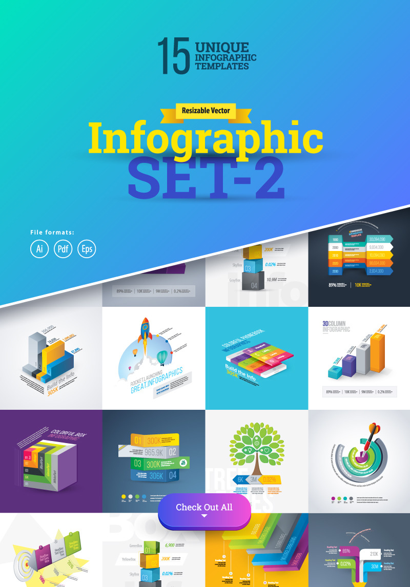 Most Use 3D Set-2 Infographic Elements - TemplateMonster
