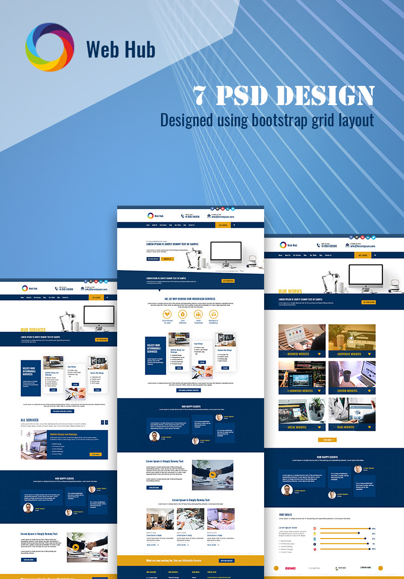 WebHub - Multipurpose Web Designing PSD Template #75751