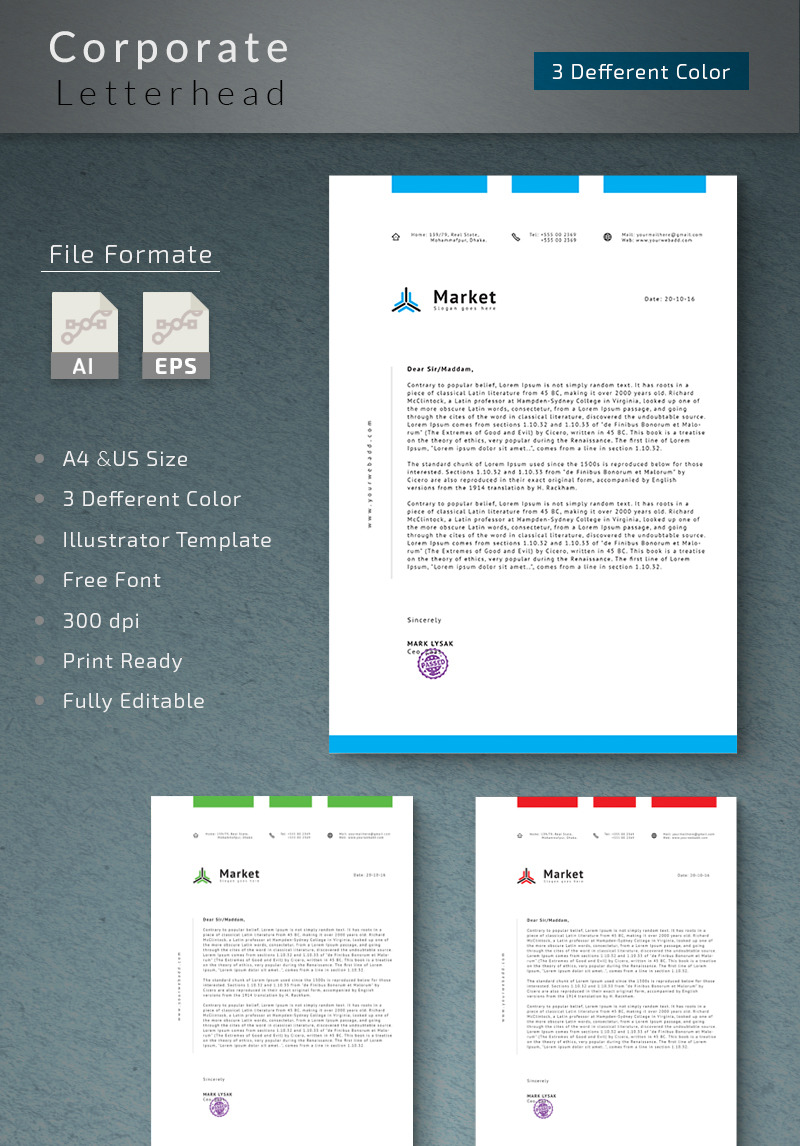 Simple Letterhead Corporate Identity Template #75950