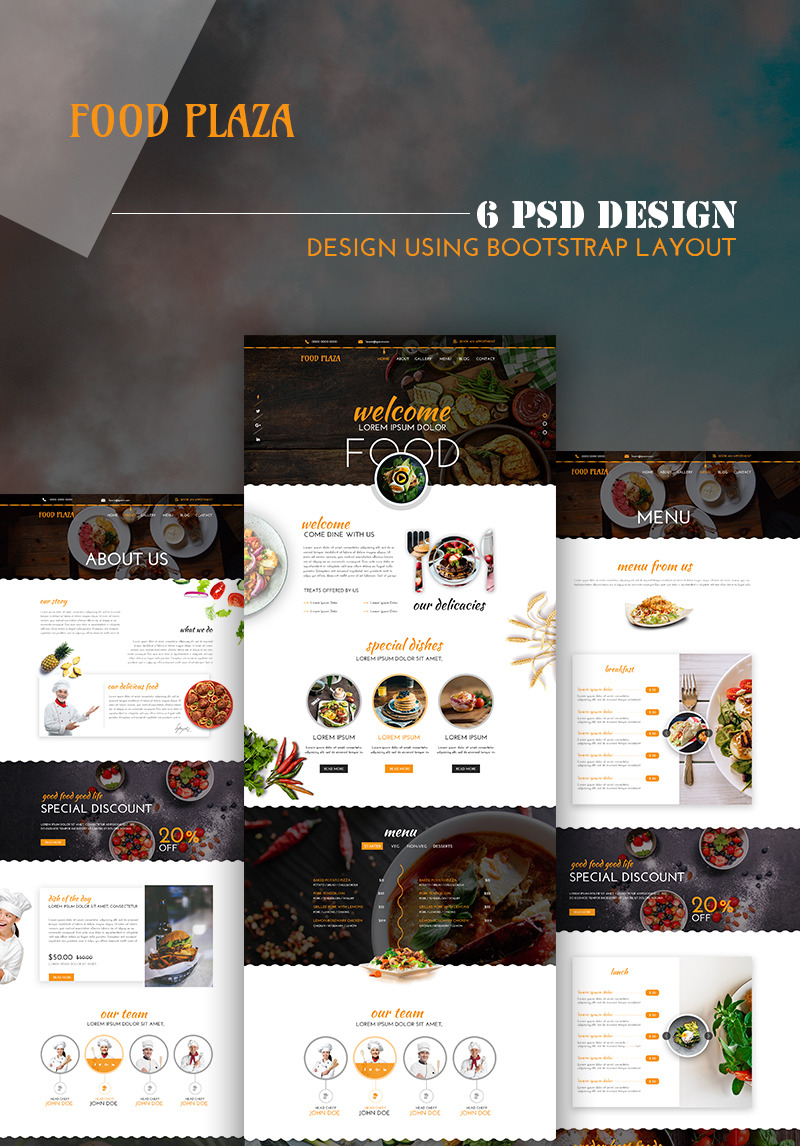 foodPlaza - Multipurpose Restaurant PSD Template #76652