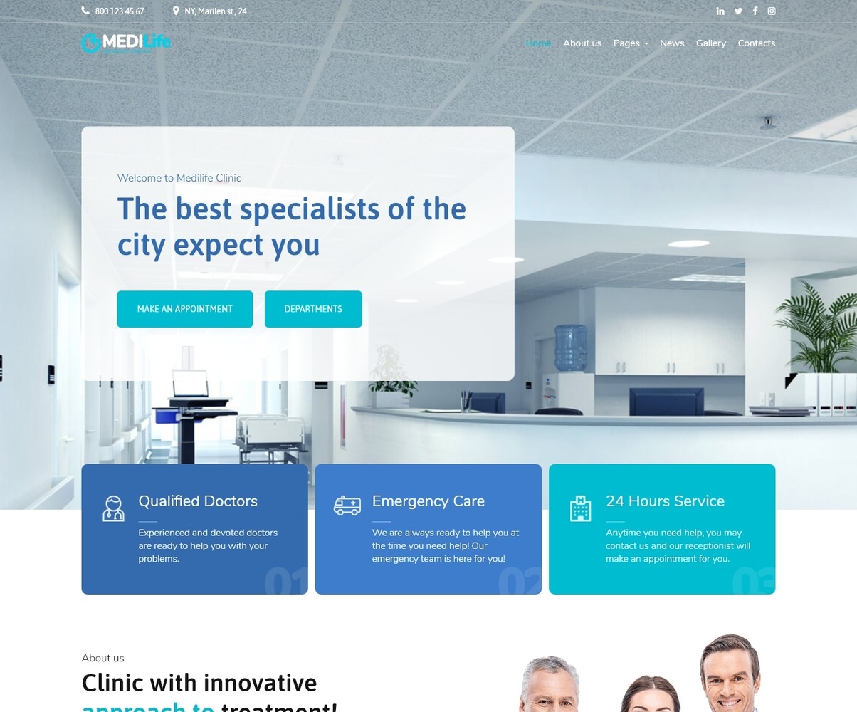 MEDILife - Medical Sticky Menu Modern Joomla Template