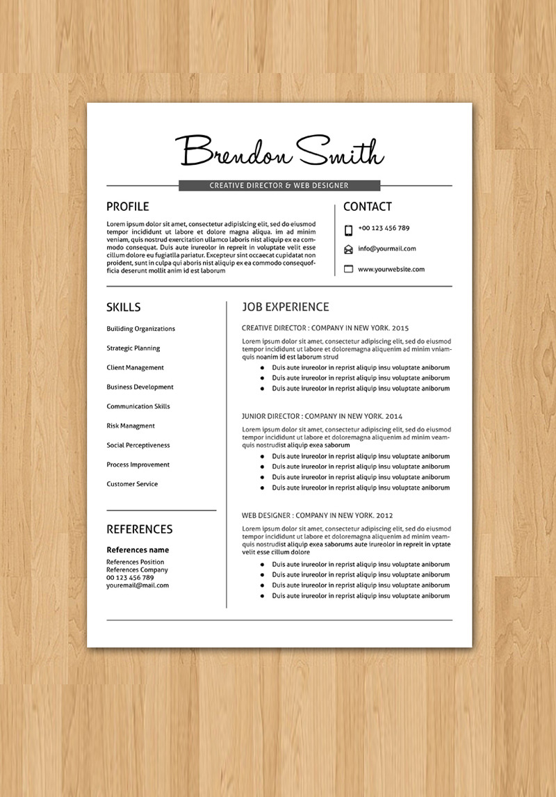 Brendon Smith Professional Resume Template #76839