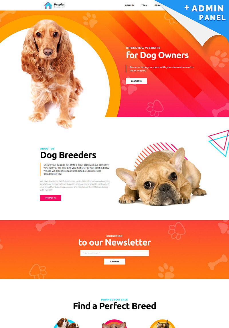Puppies - Dog Breeder Landing Page Template #76821